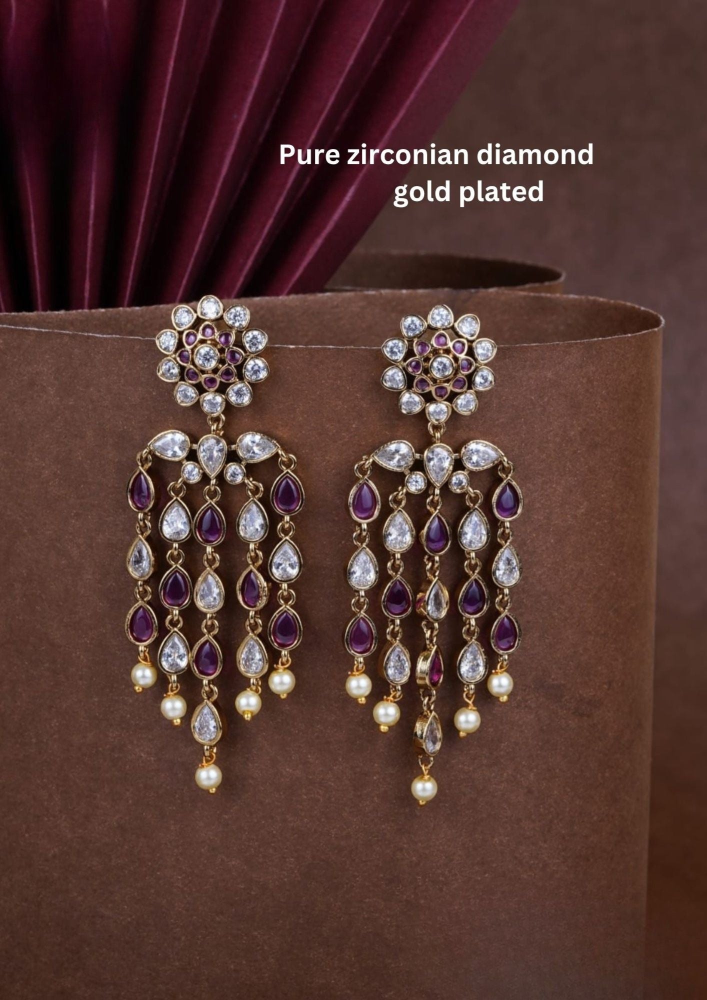 Pure Zirconian Diamond Gold Plated Earrings c106020 – Zevana